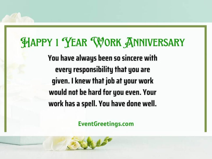 30 Unique Happy 1 Year Work Anniversary Quotes With Images